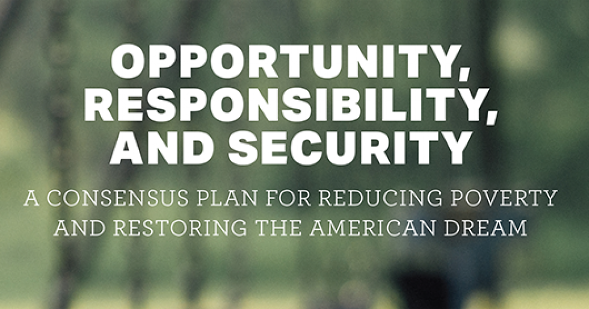 New Bipartisan Report on Reducing Poverty and Promoting Opportunity ...
